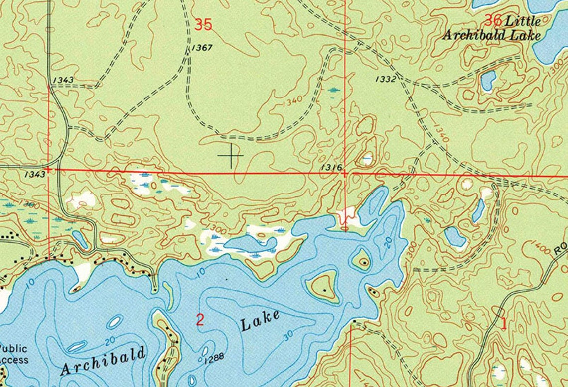 1972 Map of Townsend Quadrangle Wisconsin Archibald Lake - Etsy