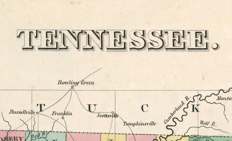 1827 Map of Tennessee - Etsy