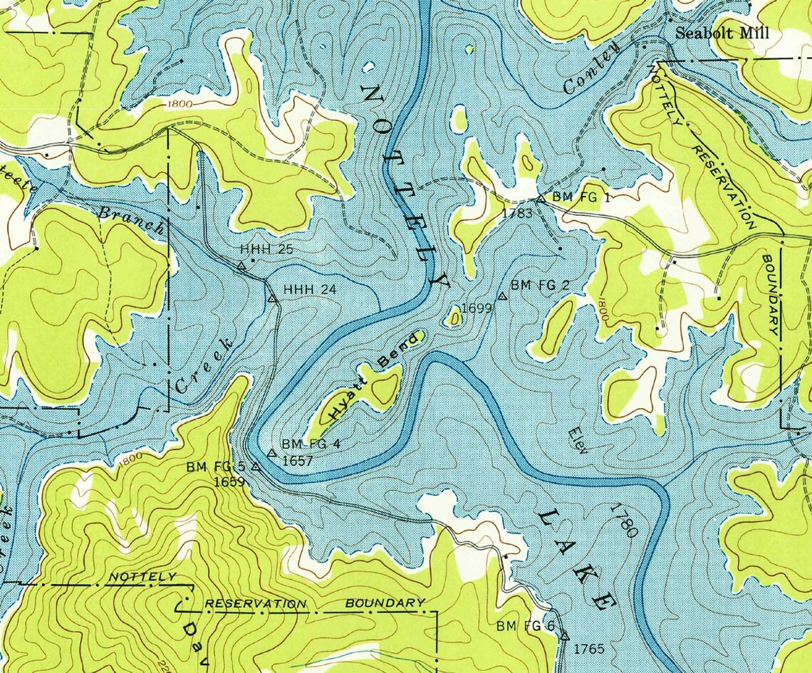 1960 Map of Nottely Lake Georgia - Etsy