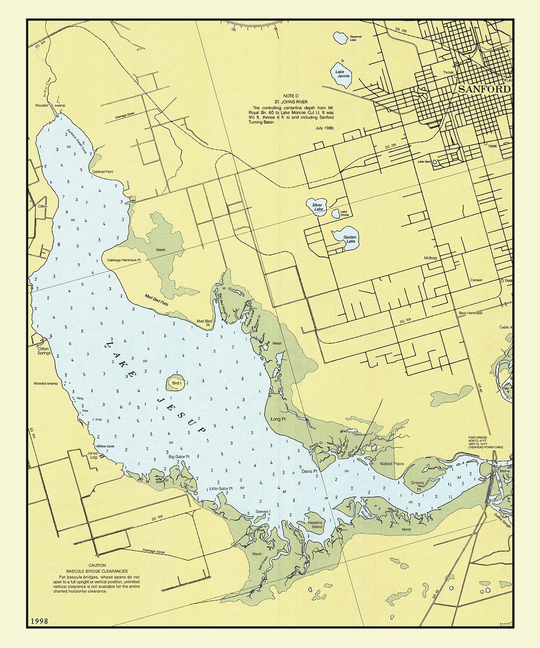 1998 Map of Lake Jesup Sanford Florida - Etsy