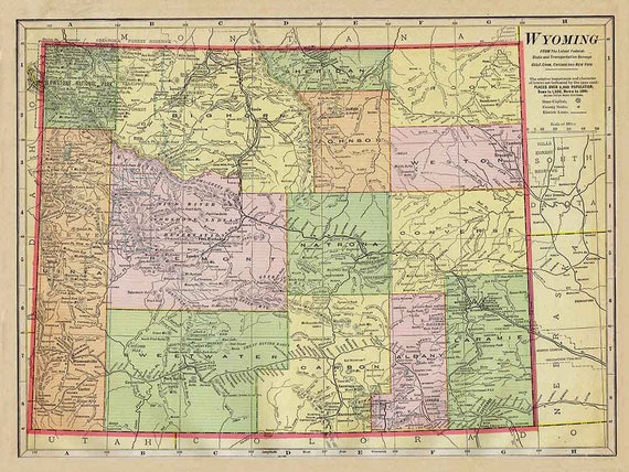 1800s County Map of Wyoming - Etsy