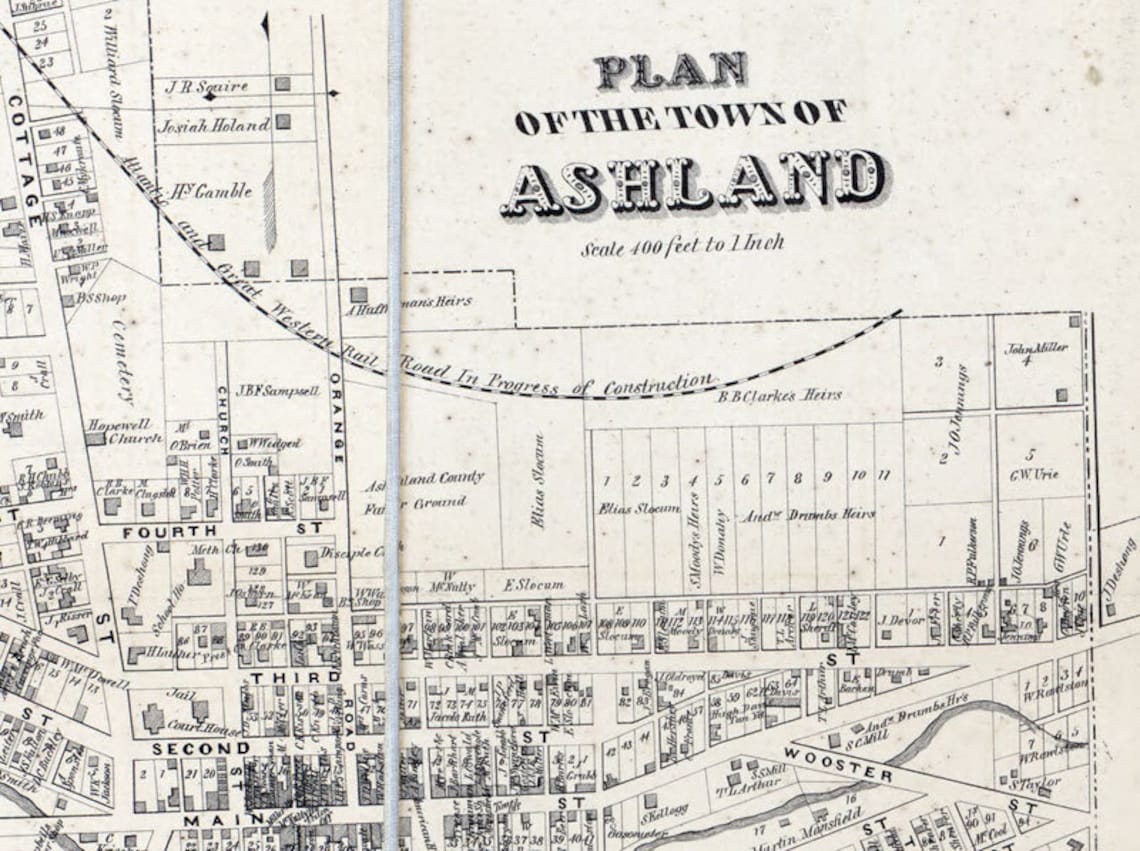 1861 Farm Line Map of Ashland County Ohio Loudenville Ashland | Etsy