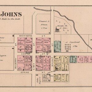 1880 Town Map of St Johns Auglaize County Ohio - Etsy