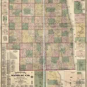 1876 Farm Line Map of Sanilac County Michigan Port Sanilac Lexington - Etsy