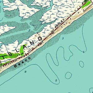 1960 Map of Folly Island South Carolina Folly Beach - Etsy