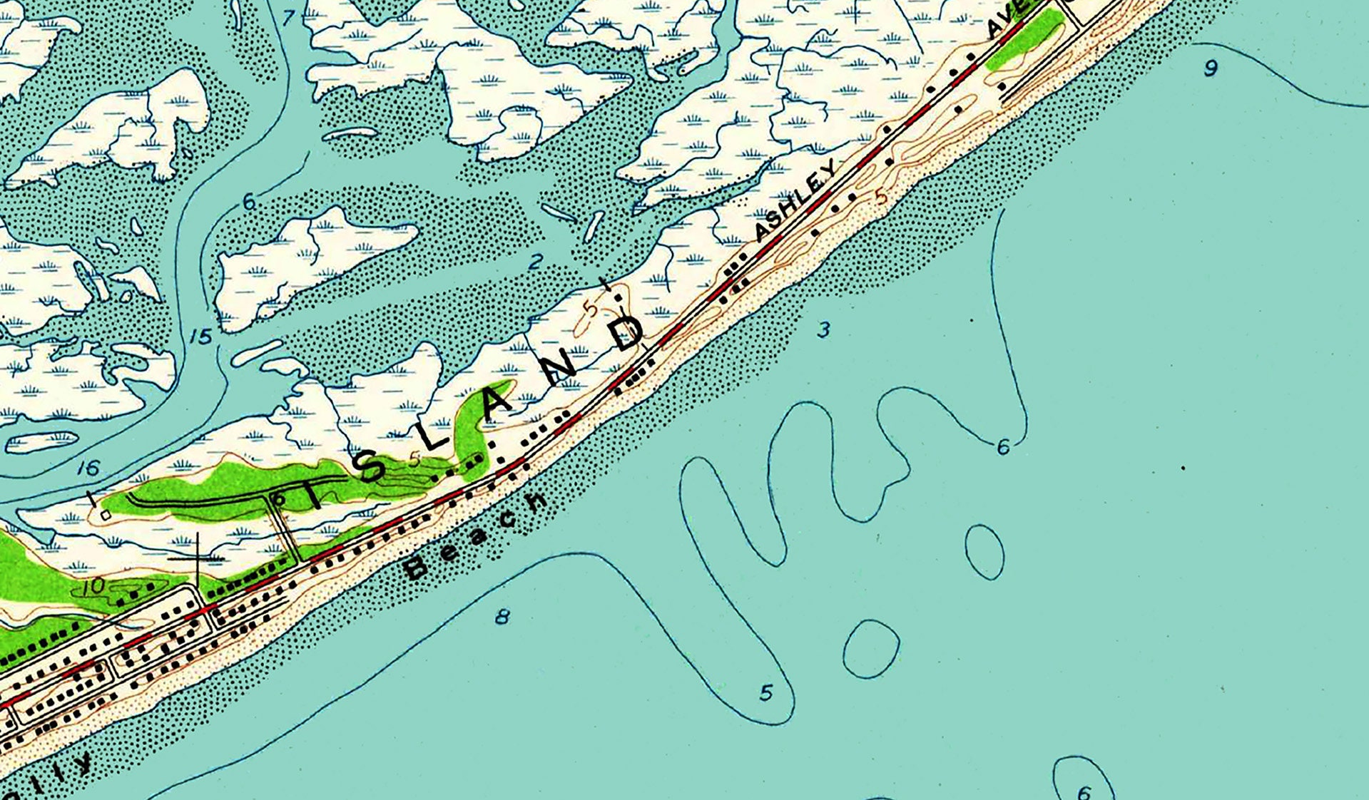 1960 Map of Folly Island South Carolina Folly Beach - Etsy