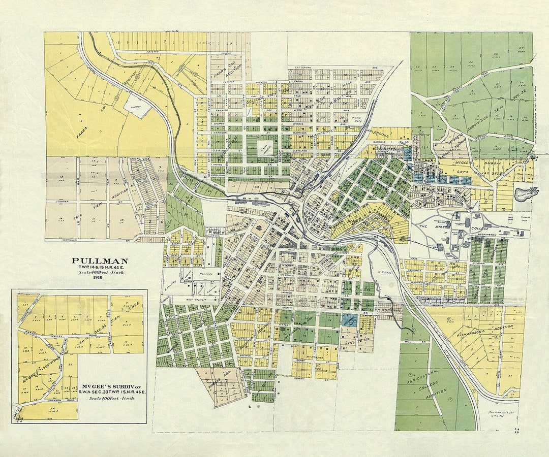1910 Map of Pullman Whitman County Washington - Etsy