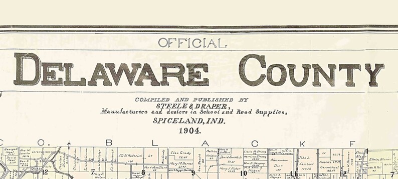 1904 Farm Line Map of Delaware County Indiana - Etsy