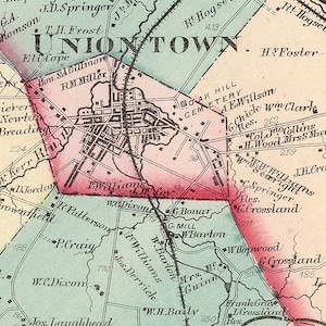 1872 Map of North and South Union Township Fayette County PA - Etsy