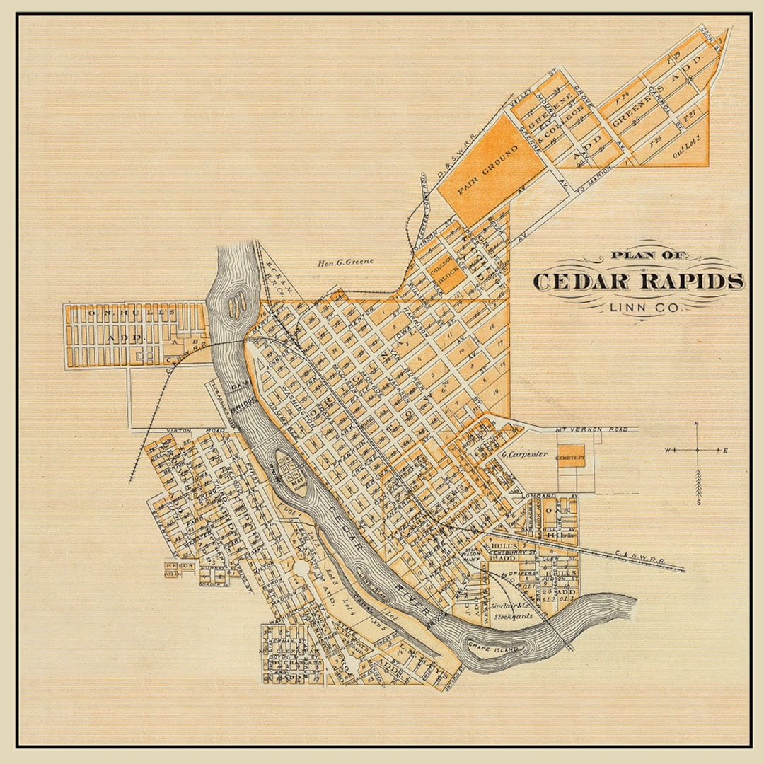 1875 Map of Cedar Rapids Linn County Iowa - Etsy
