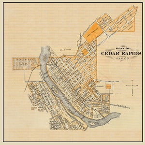 1875 Map of Cedar Rapids Linn County Iowa - Etsy