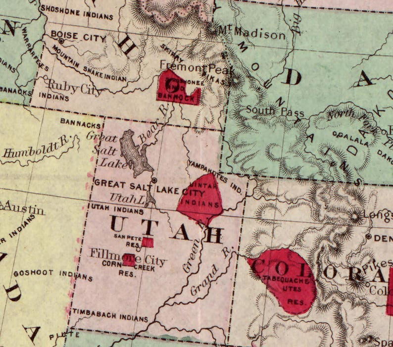 1868 Map of Indian Tribes in the United States - Etsy