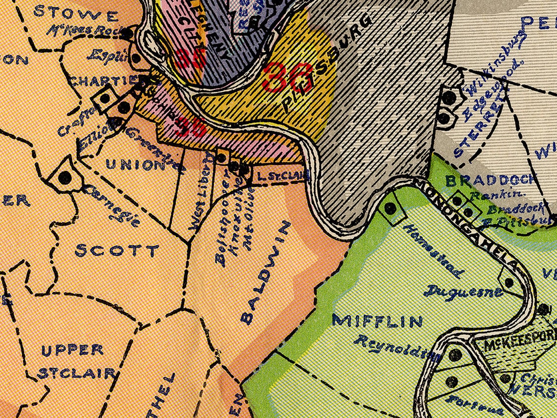1903 Map of Allegheny County Pennsylvania | Etsy