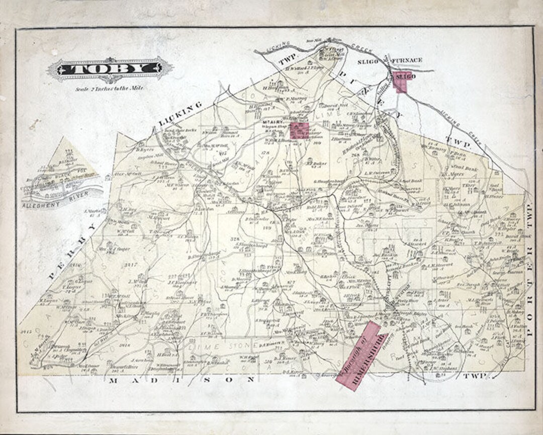 1877 Map of Troy Township Clarion County Pennsylvania - Etsy