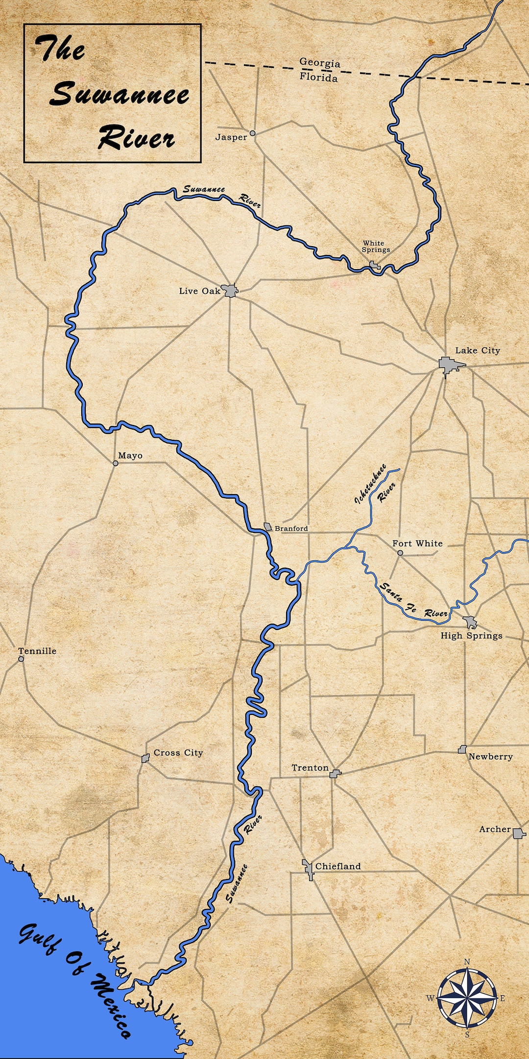 Map of the Suwannee River Florida - Etsy