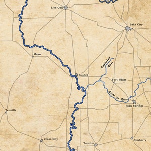 Map of the Suwannee River Florida - Etsy