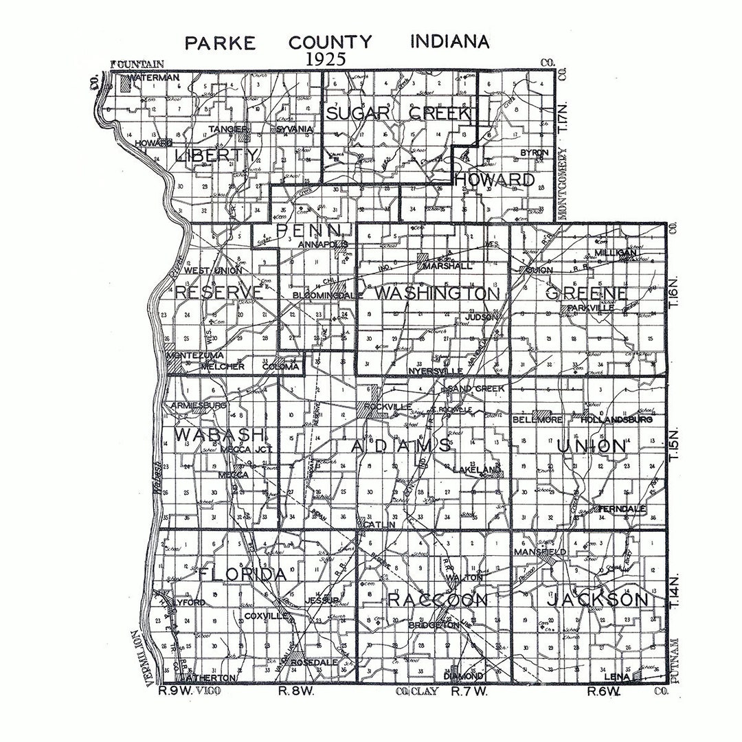 1925 Map of Parke County Indiana - Etsy