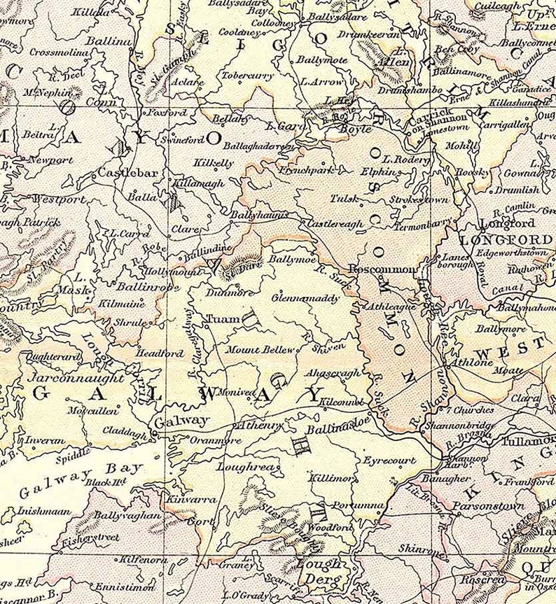 1885 Map of Ireland - Etsy