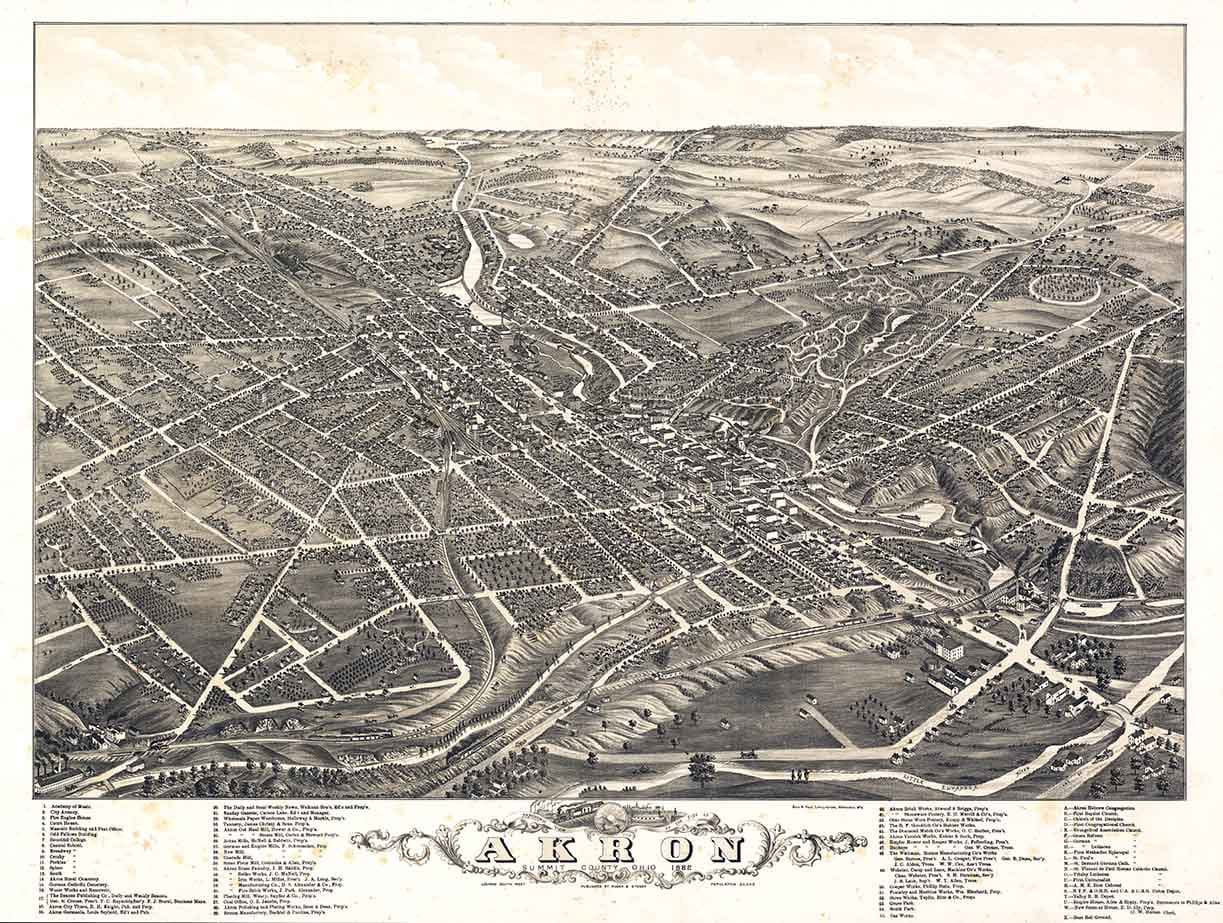 1882 Panoramic Map of Akron Summit County Ohio - Etsy