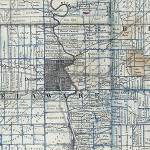 1849 Farm Line Map of Delaware County Ohio and Part of Marion and ...