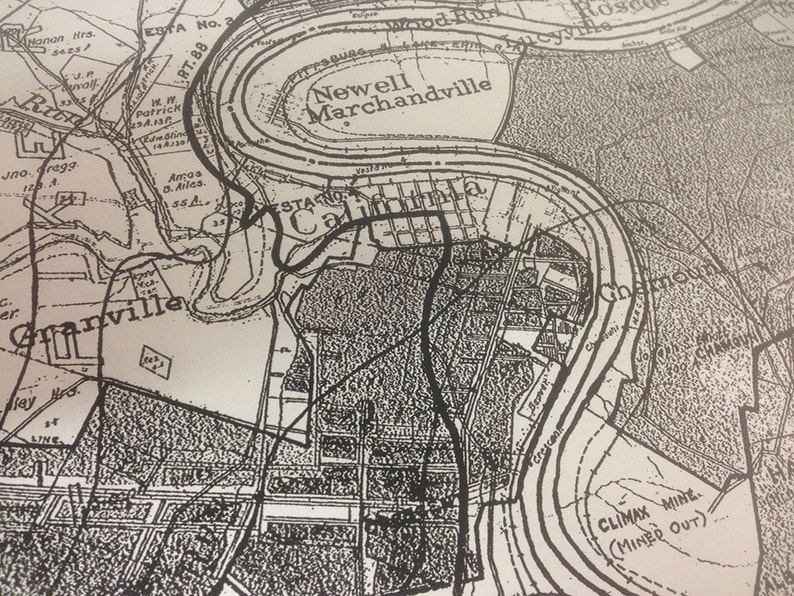 Map of Monongahela River Coal Mines Fayette Washington & | Etsy