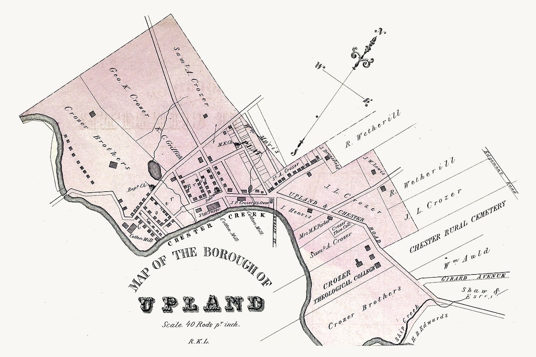 1875 Town Map of Upland Delaware County Pennsylvania - Etsy