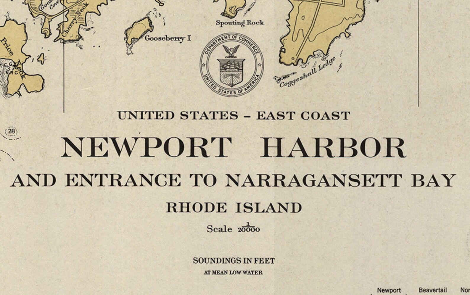 1931 Nautical Map of Newport Harbor and Narragansett Bay Rhode - Etsy