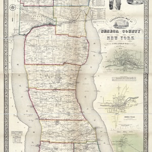 1852 Farm Line Map of Seneca County New York Waterloo Senecafalls - Etsy