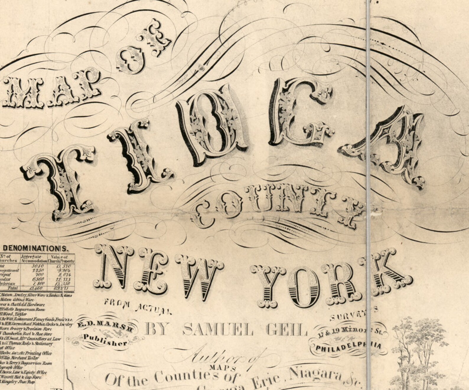1855 Map of Tioga County NY From Actual Surveys Owego - Etsy