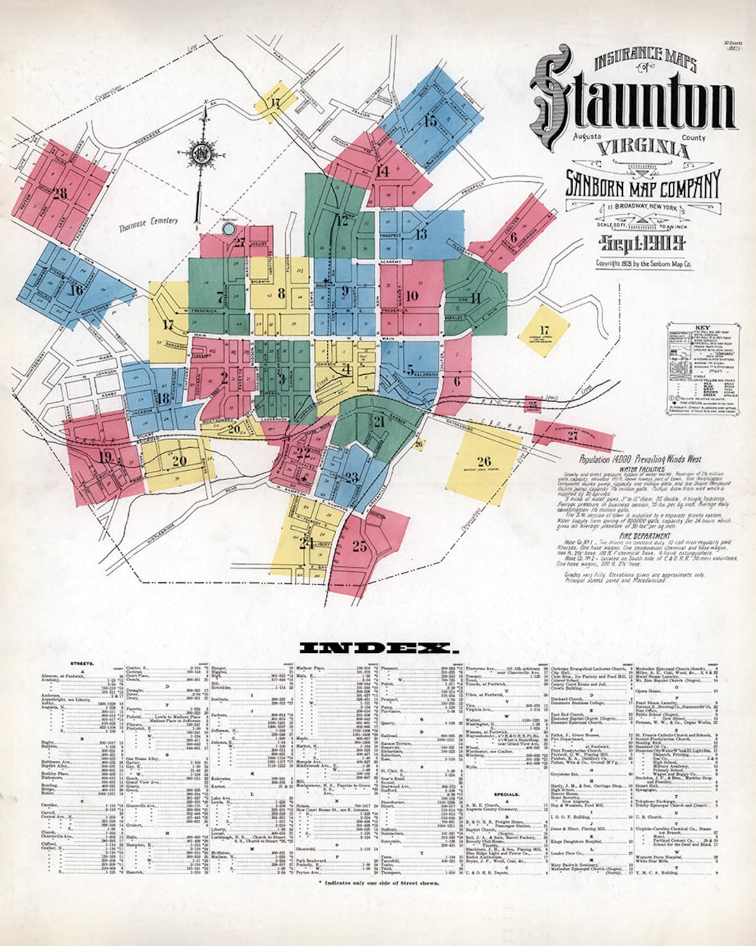 1909 Map of Staunton Virginia - Etsy