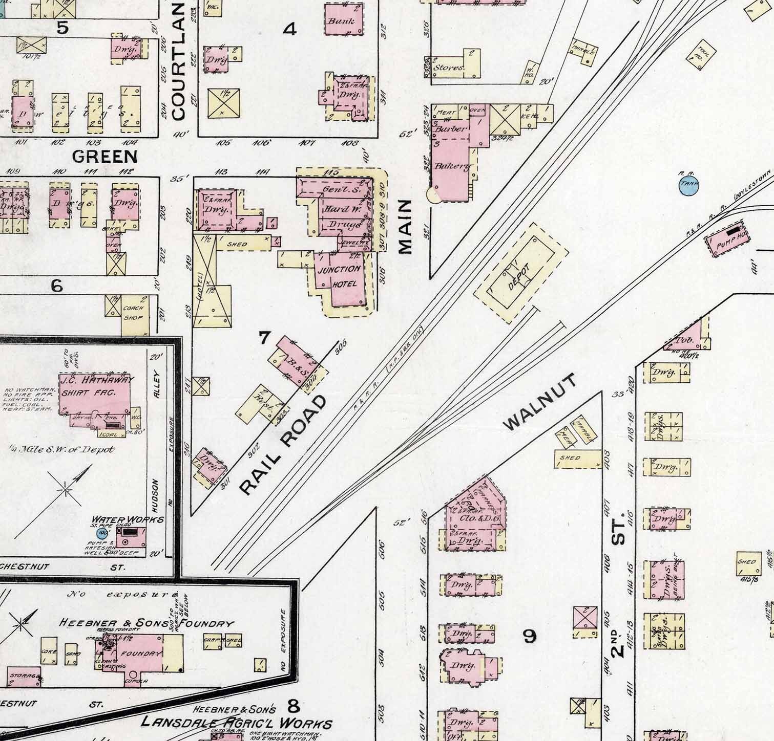 1886 Town Map of Lansdale Montgomery County Pennsylvania - Etsy