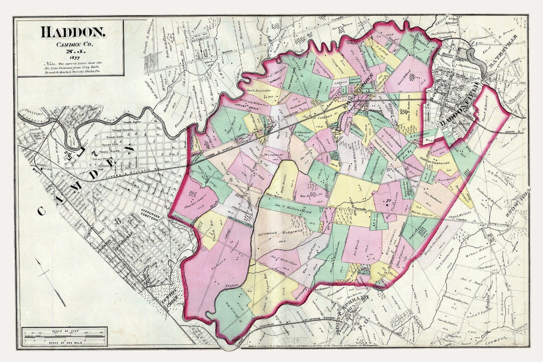 1877 Map of Haddon Camden County New Jersey - Etsy