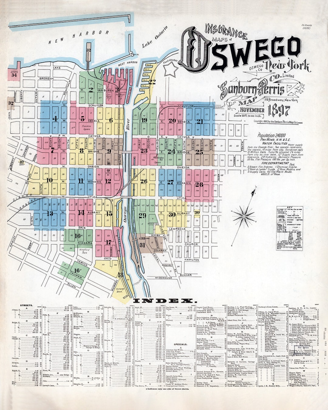 1897 Map of Oswego Oswego County New York - Etsy