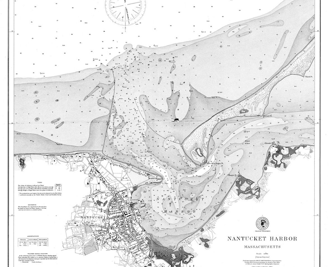 Nantucket Harbor Map 1975 Nautical Chart Print - Etsy Canada