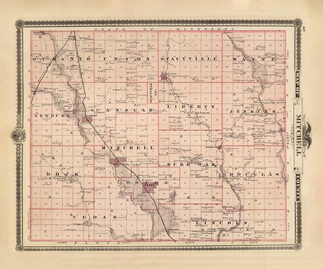 1875 Map of Mitchell County Iowa - Etsy