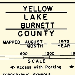 1973 Map of Yellow Lake Burnett County Wisconsin - Etsy