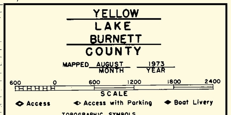1973 Map of Yellow Lake Burnett County Wisconsin - Etsy