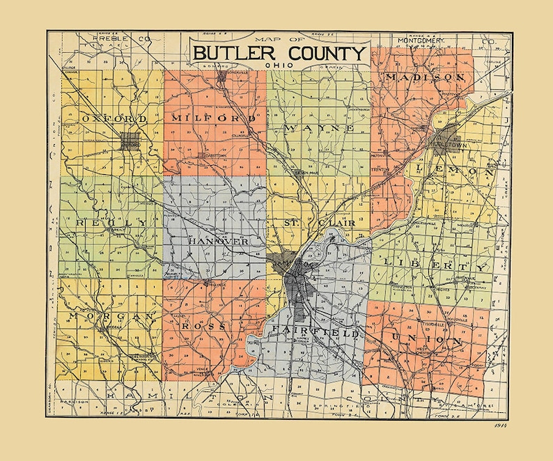 1914 Map of Butler County Ohio - Etsy