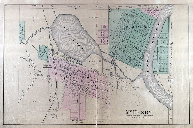 1892 Town Map of Mchenry Mchenry County Illinois - Etsy