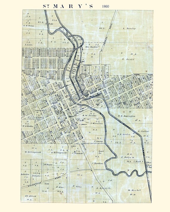 1860 Map of Saint Marys Auglaize County Ohio - Etsy