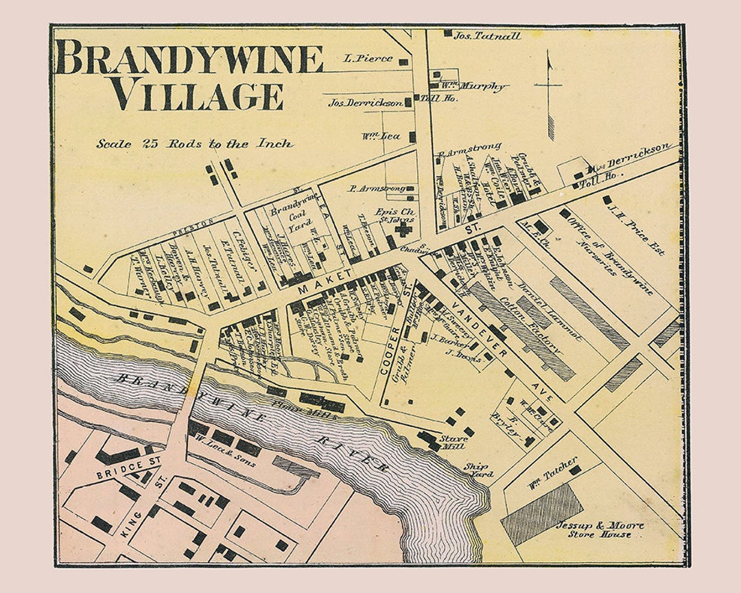 1868 Map of Brandywine Village New Castle County Delaware - Etsy