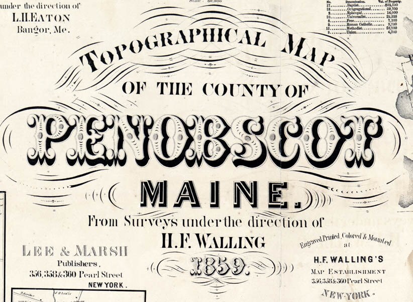 1859 Map of Penobscot County Maine Landowners - Etsy