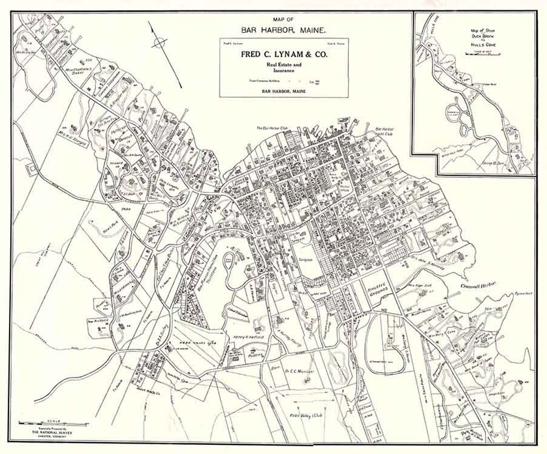 1935 Map of Bar Harbor Maine Duck Brook Hulls Cove - Etsy