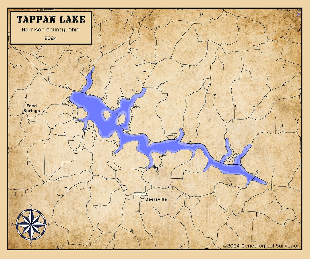 2024 Map of Tappan Lake Harrison County Ohio - Etsy