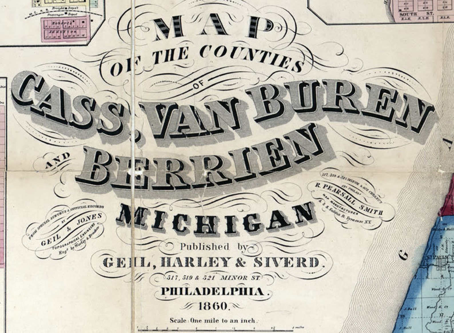 1859 Farm Line Map of Cass Van Buren and Berrien County - Etsy