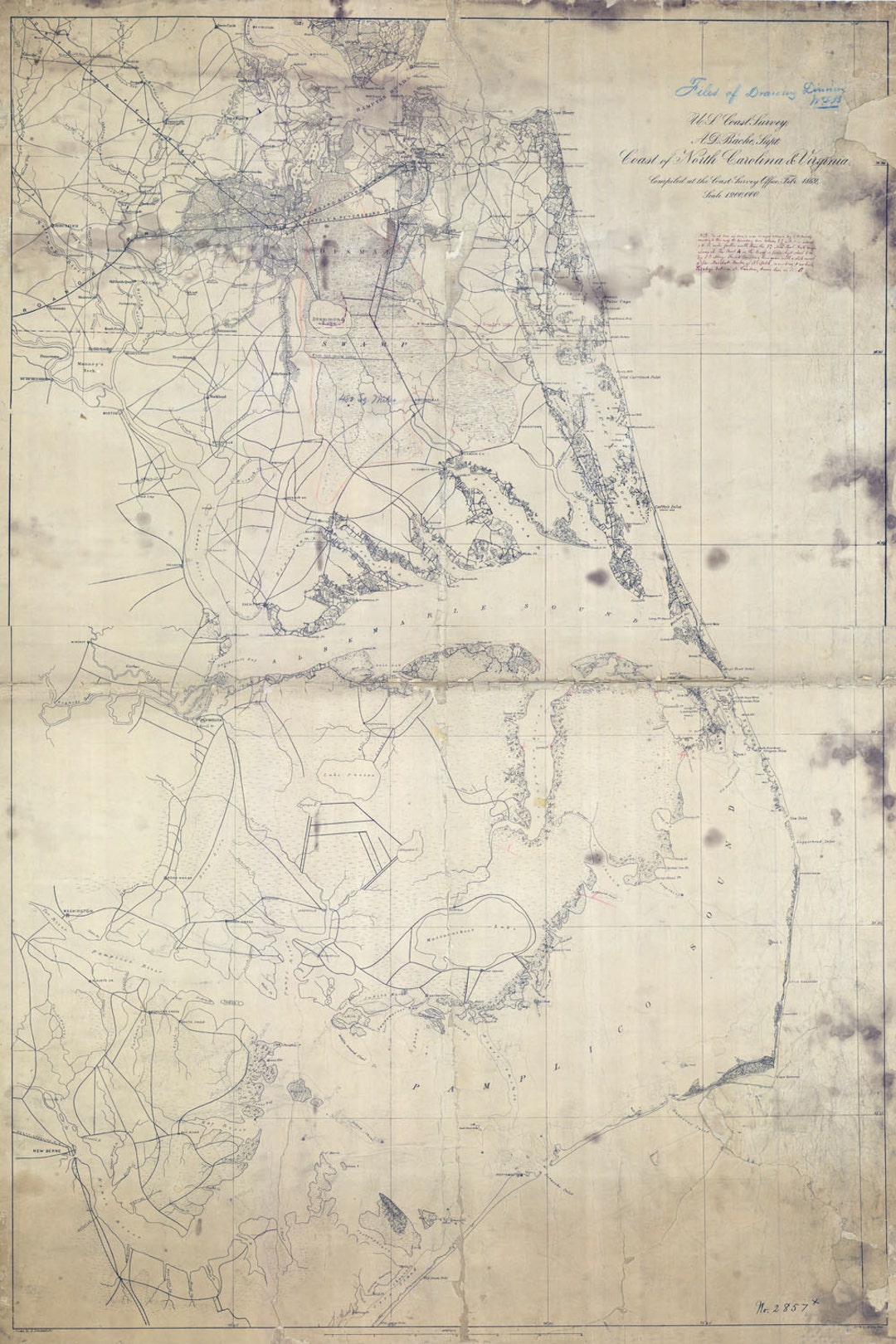 1862 Map of North Carolina and Virginia Coast - Etsy