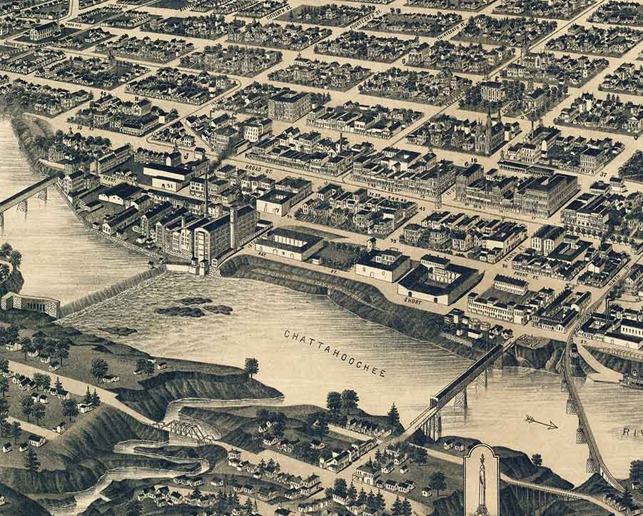 1886 Panoramic Map of Columbus Georgia Muscogee County - Etsy