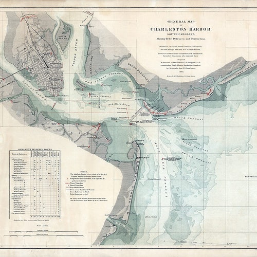 Charleston Harbor and Approaches Map South Carolina Chart - Etsy Charleston Harbor and Approaches Map South Carolina Chart - Etsy