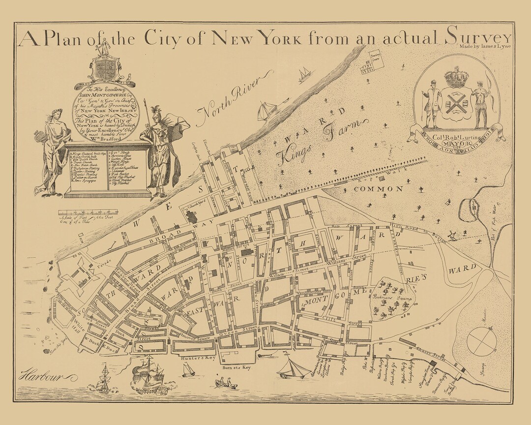 1728 Map of New York City - Etsy