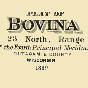 1889 Map of Bovina Township Outagamie County Wisconsin - Etsy